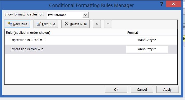 Conditional Formatting in an Access 2010 Form | Access World Forums