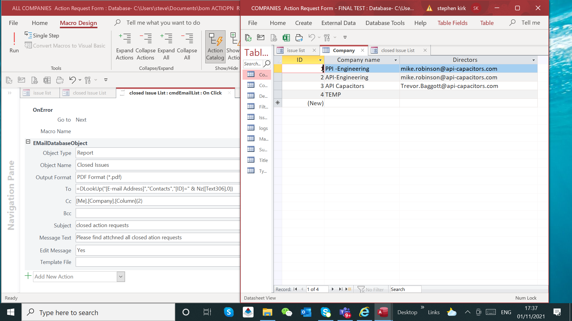 cc varible on e.mail | Access World Forums
