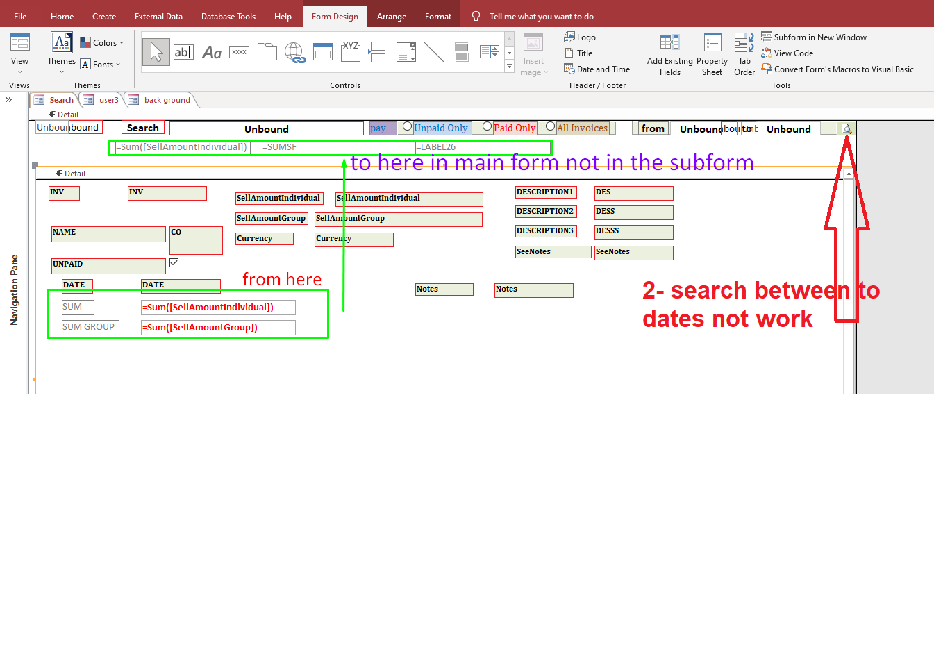 Solved - want move sum formula UP from SubForm to MainForm | Access World Forums