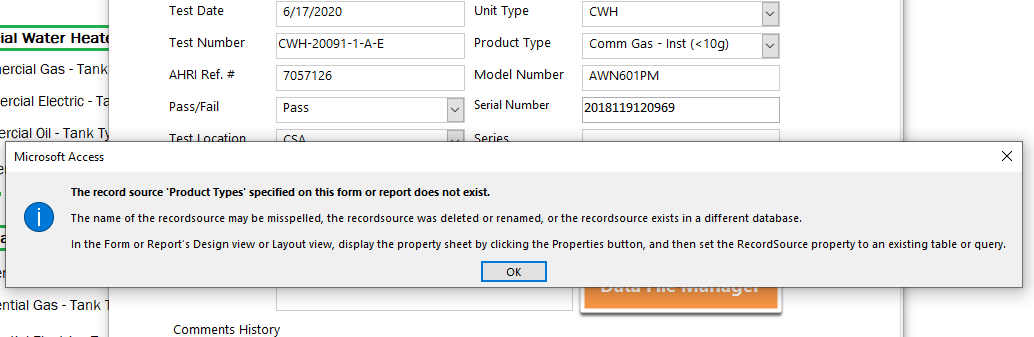 Record Source On Form Does Not Exist Error Access World Forums